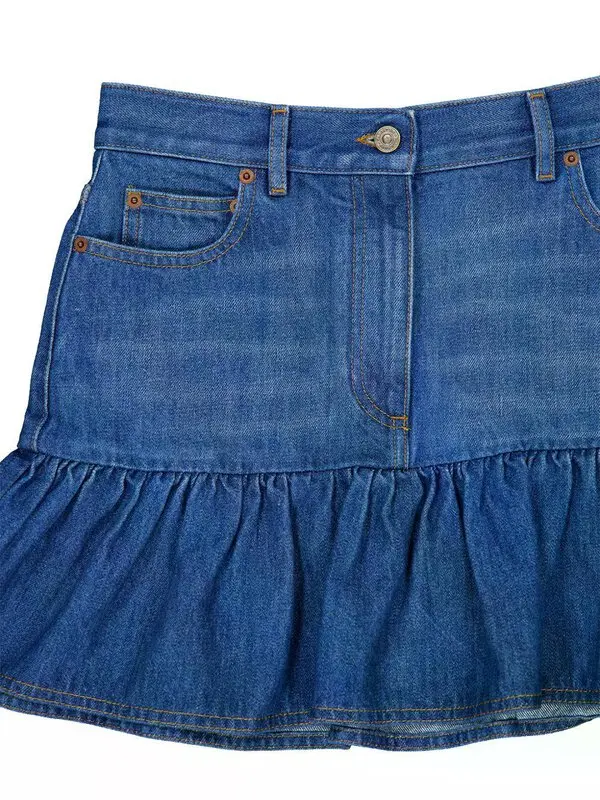 Valentino Garavani Ruffled Denim Mini Skirt