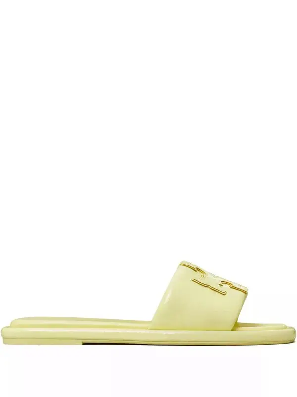 Tory Burch Double T Glossy Slider Sandals