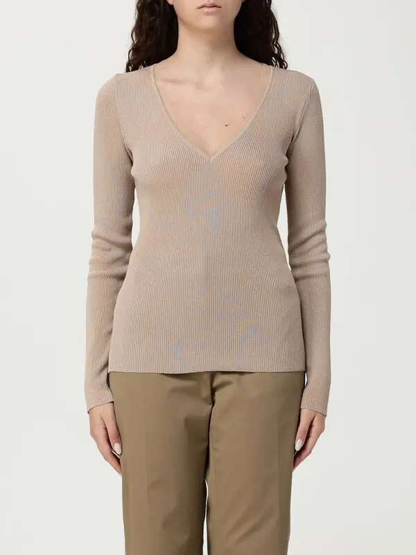 Liu Jo Ribbed V-neck Sweater With Embellished Detail