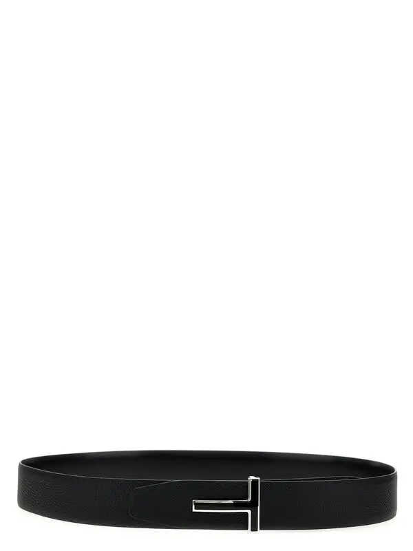 TOM FORD Logo Leather Belt - Black