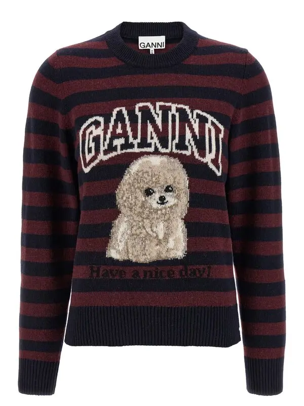 GANNI Graphic Wool Mix Poodle Stripe Sweater - Multicolor