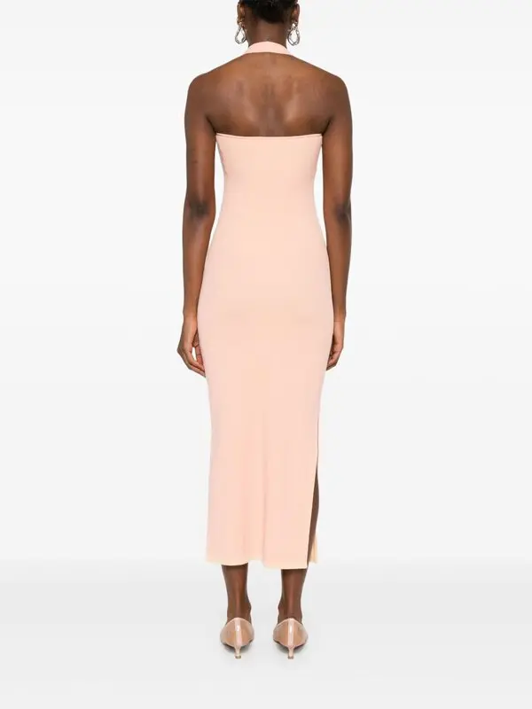 loewe pink dress Plaid Print Long Dress