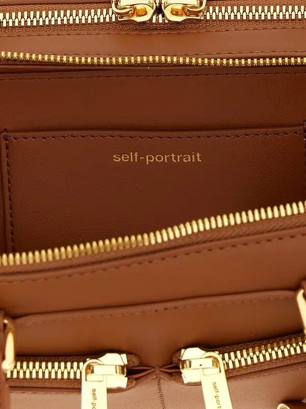 Self-Portrait Leather Baguette With Charm - Brown | Editorialist