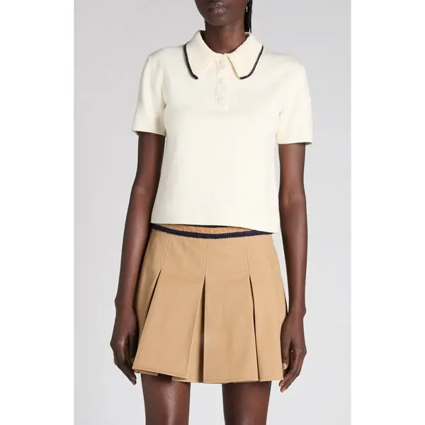 Moncler Knit Collar Cotton Polo - Stripe