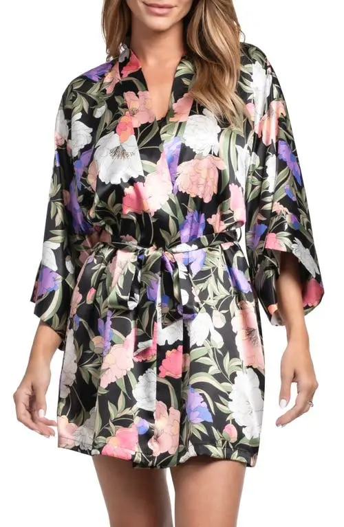 IN BLOOM BY JONQUIL Harriet Floral Satin Wrap - Black