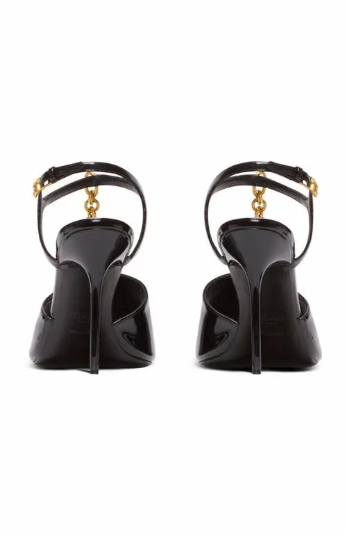 Balmain Sync Patent Leather Sandals - Black