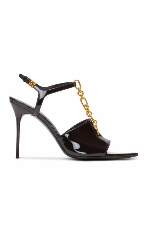 Balmain Sync Patent Leather Sandals - Black