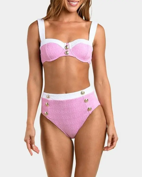 L & APOS;AGENCE Alexandria Colorblock Bikini Top - Blush