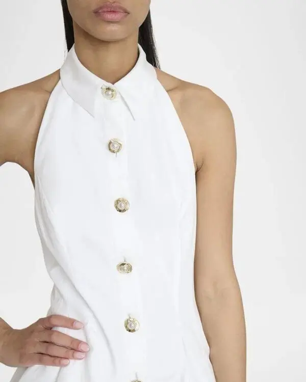 Balmain Popeline Fit-&-flare Mini Shirtdress - White