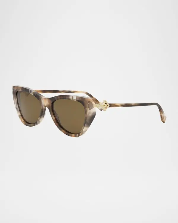 Fendi Ff Diamond Logo Cat-eye Sunglasses - Havanaother Brown
