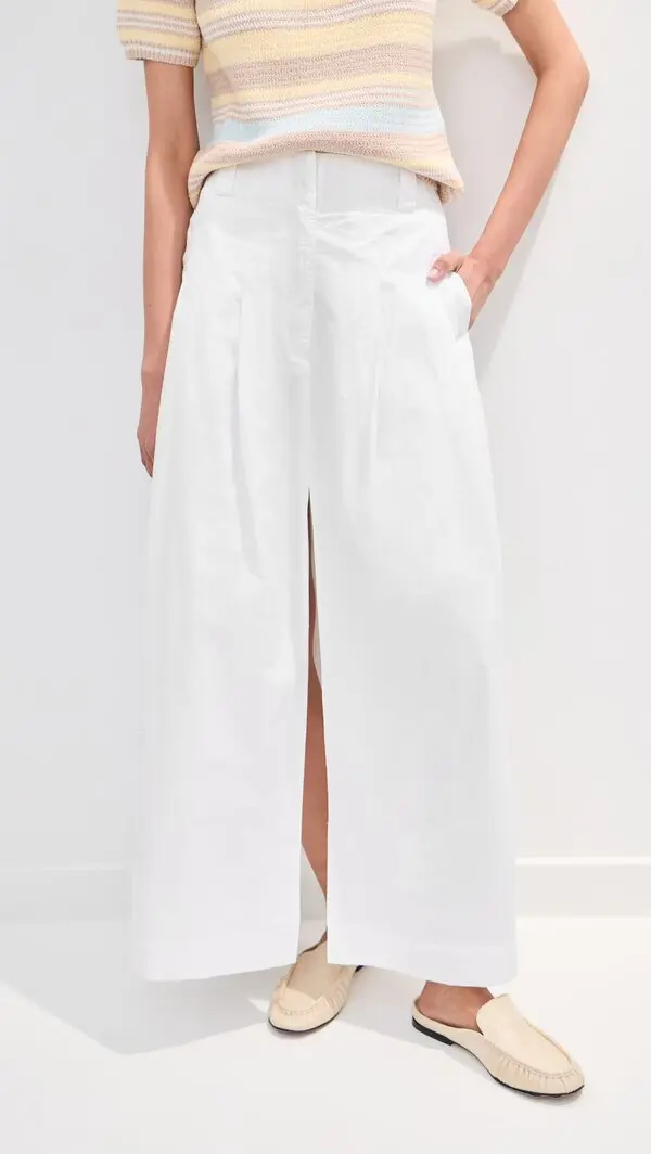 LE BOP Maxi Skirt With Front Slit - White