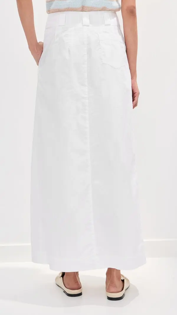 LE BOP Maxi Skirt With Front Slit - White