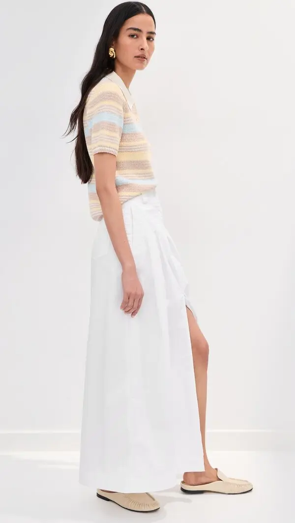 LE BOP Maxi Skirt With Front Slit - White