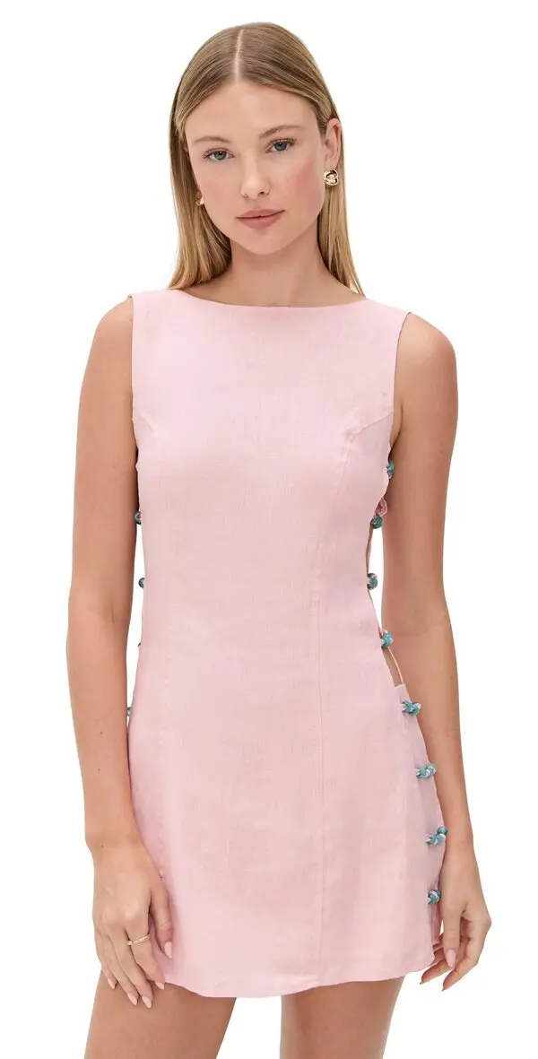 VRG GRL Tia Linen Mini Dress - Blush