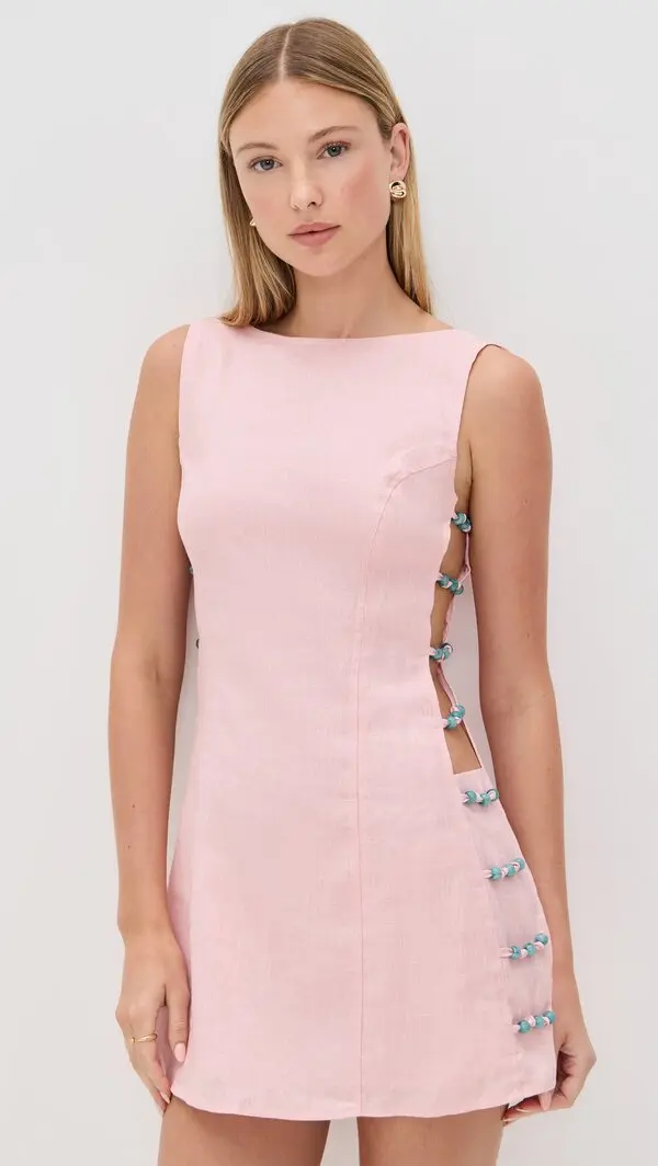 VRG GRL Tia Linen Mini Dress - Blush