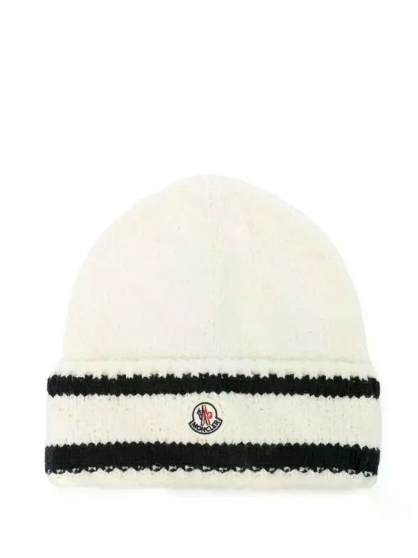 Moncler Virgin Wool-blend Beanie - Neutrals