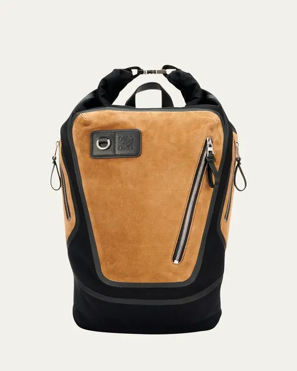 Loewe Roll Top Backpack - Black Dark Gold