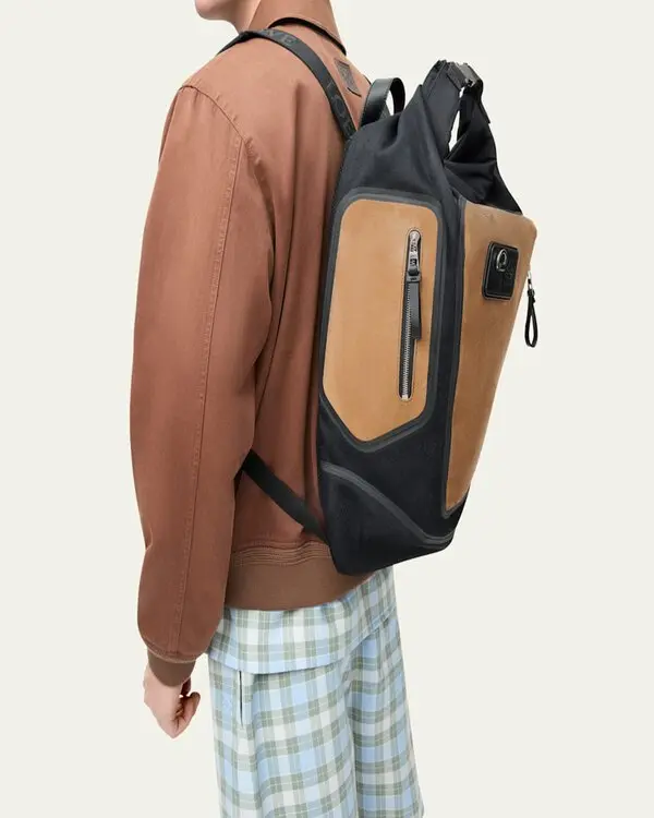 Loewe Roll Top Backpack - Black Dark Gold
