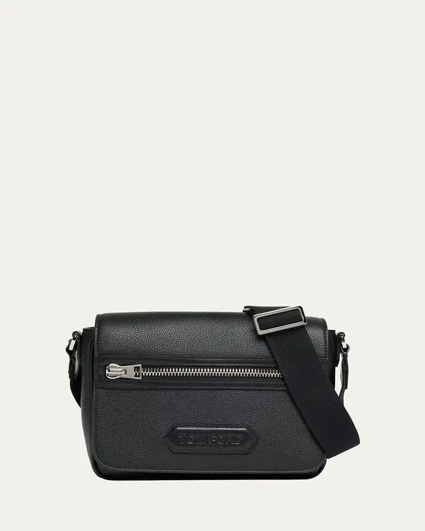 TOM FORD Soft Grain Leather Flap Messenger Bag