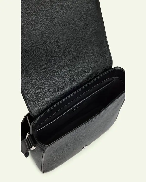 TOM FORD Soft Grain Leather Flap Messenger Bag
