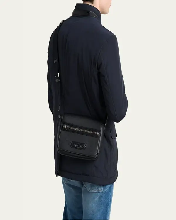 TOM FORD Soft Grain Leather Flap Messenger Bag
