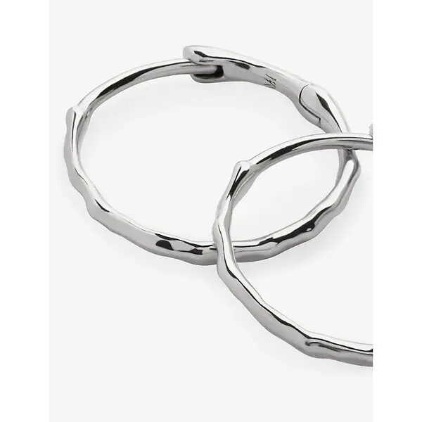 Monica Vinader Siren Small White Gold Hoop Earrings - Silver