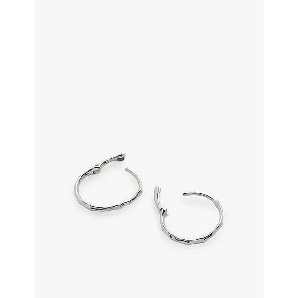 Monica Vinader Siren Small White Gold Hoop Earrings - Silver