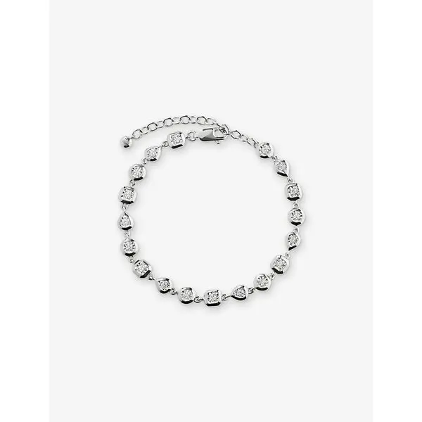 Monica Vinader Bezel Diamond Chain Bracelet - Silver