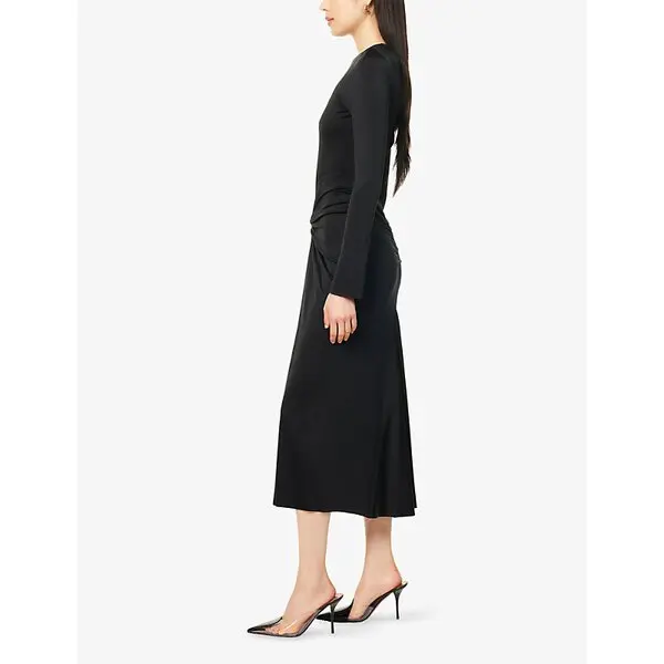 Victoria Beckham Ruched Long-sleeved Midi Dress