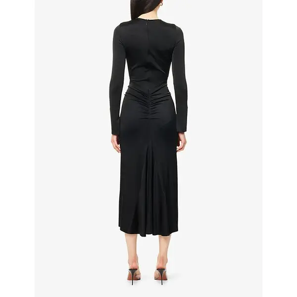 Victoria Beckham Ruched Long-sleeved Midi Dress