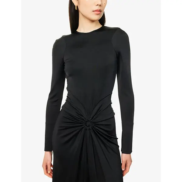 Victoria Beckham Ruched Long-sleeved Midi Dress