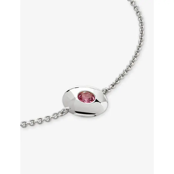Monica Vinader October Birthstone Pink Tourmaline Chain Bracelet - Silver