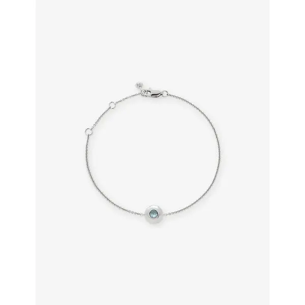 Monica Vinader March Birthstone Aquamarine Chain Bracelet - Silver