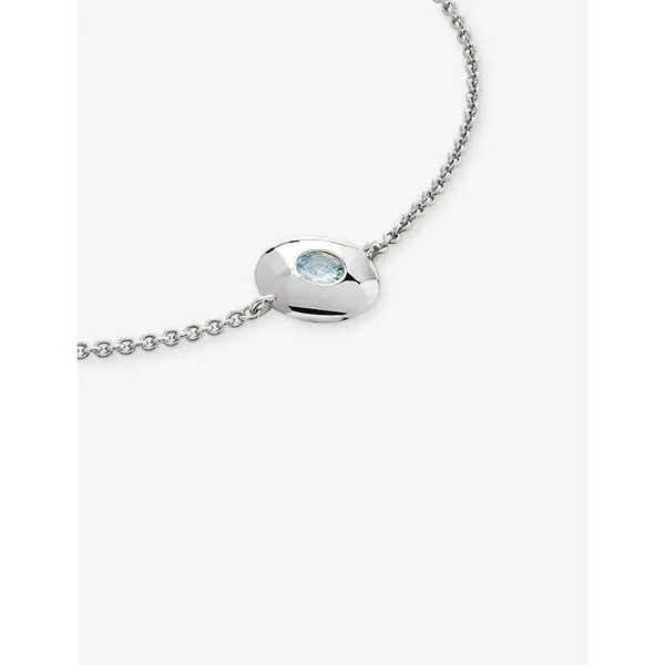 Monica Vinader March Birthstone Aquamarine Chain Bracelet - Silver