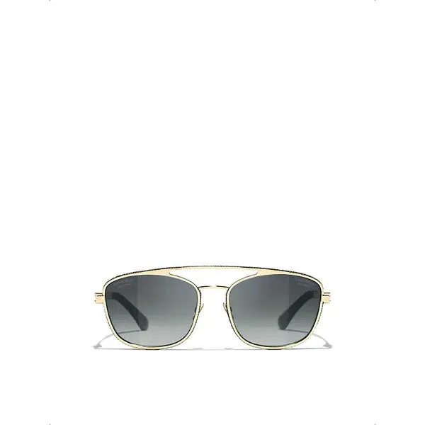 Chanel Polarized Pilot-frame Metal Sunglasses - Gold