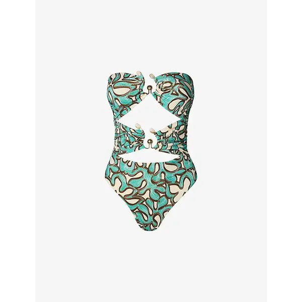 MALINA Graphic-print Cut-out Swimsuit - Ocean Corals
