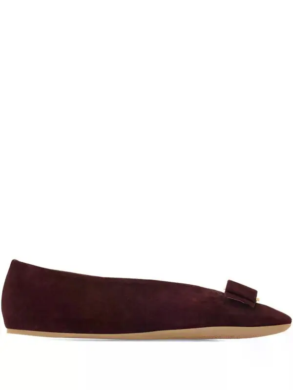 FERRAGAMO Vara Leather Ballerina Shoes - Red