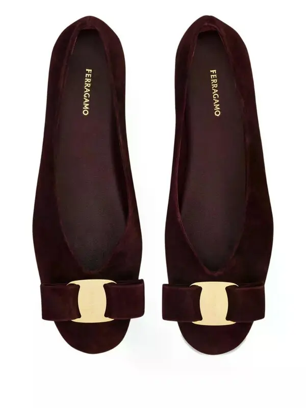 FERRAGAMO Vara Leather Ballerina Shoes - Red