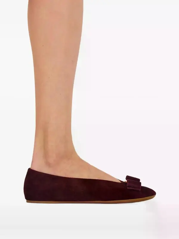 FERRAGAMO Vara Leather Ballerina Shoes - Red