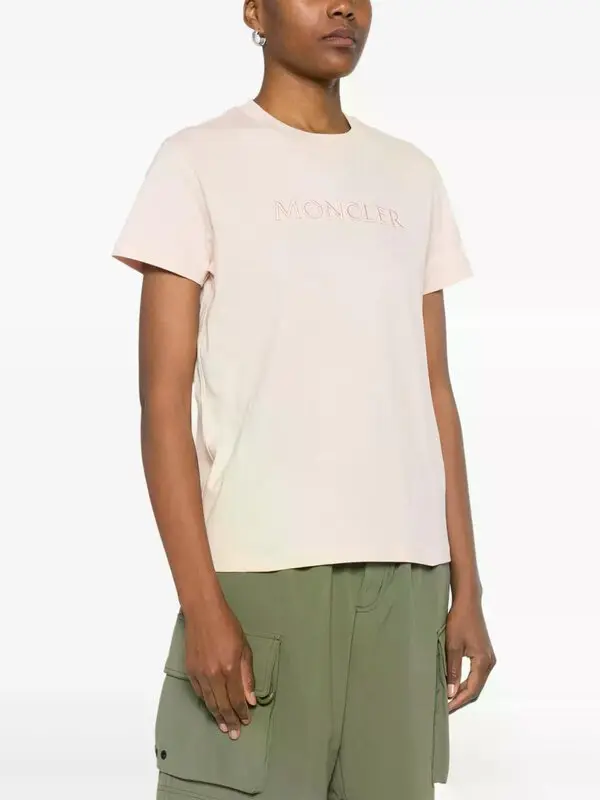 Moncler Logo-embroidered T-shirt - Pink