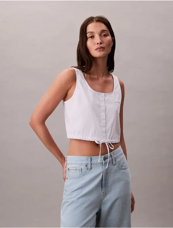 Calvin Klein Poplin Button-down Top - Brilliant White