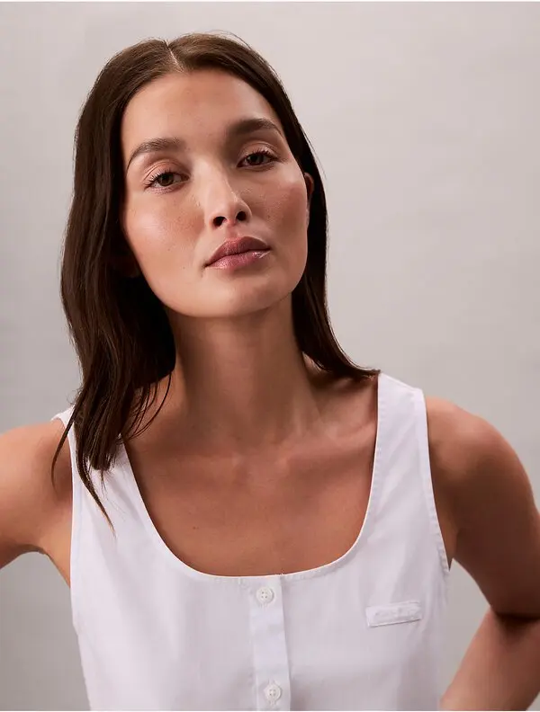 Calvin Klein Poplin Button-down Top - Brilliant White