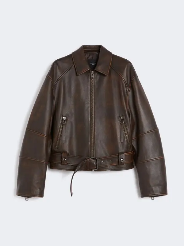 Max Mara Nappa Leather Biker Jacket