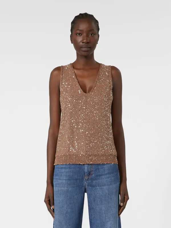 Max Mara Sequinned Knitted Top - Marron Glace'