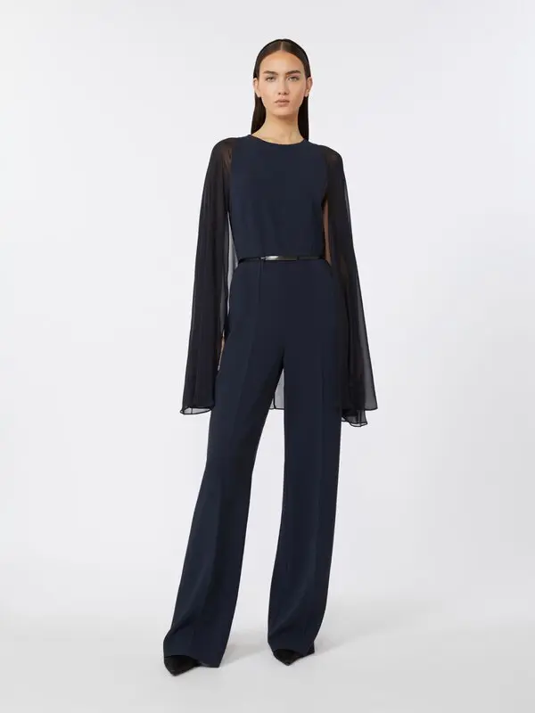 Max Mara Cady Jumpsuit With Cape - Midnightblue