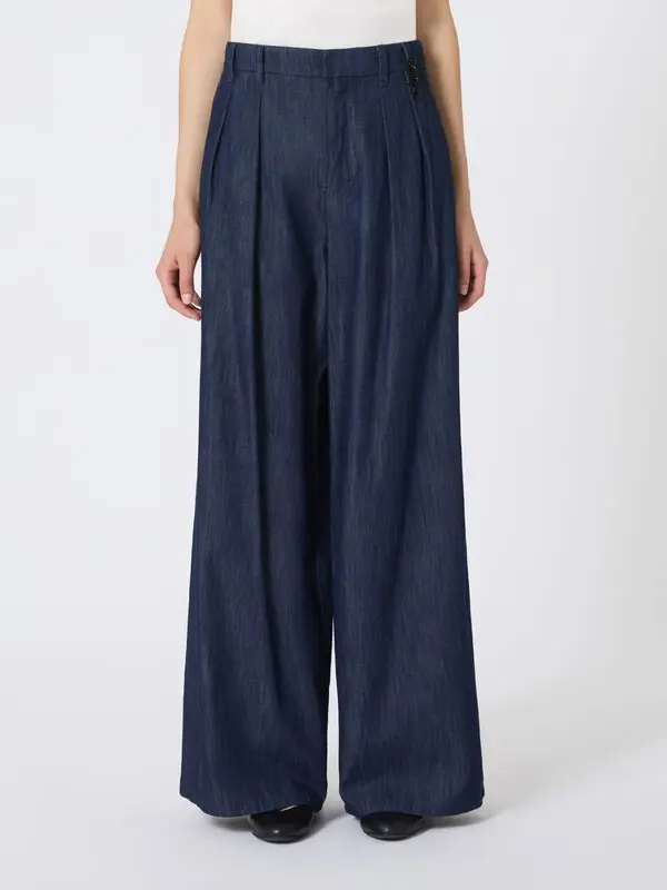 Max Mara Cotton Denim Wide Leg Trousers