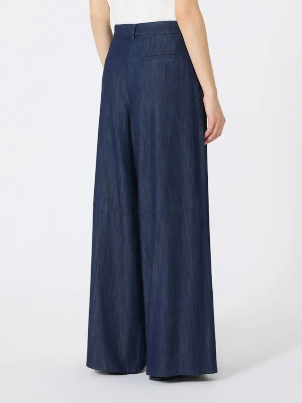 Max Mara Cotton Denim Wide Leg Trousers