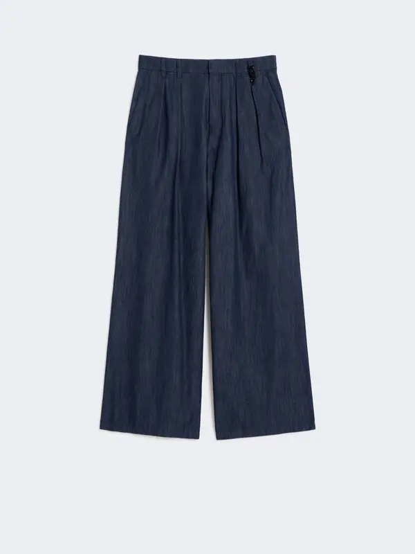 Max Mara Cotton Denim Wide Leg Trousers
