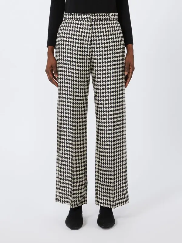 Max Mara Flared Printed Silk Trousers