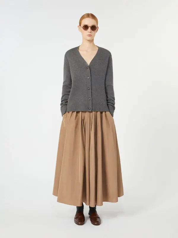 Max Mara Pleated Taffeta Flared Skirt
